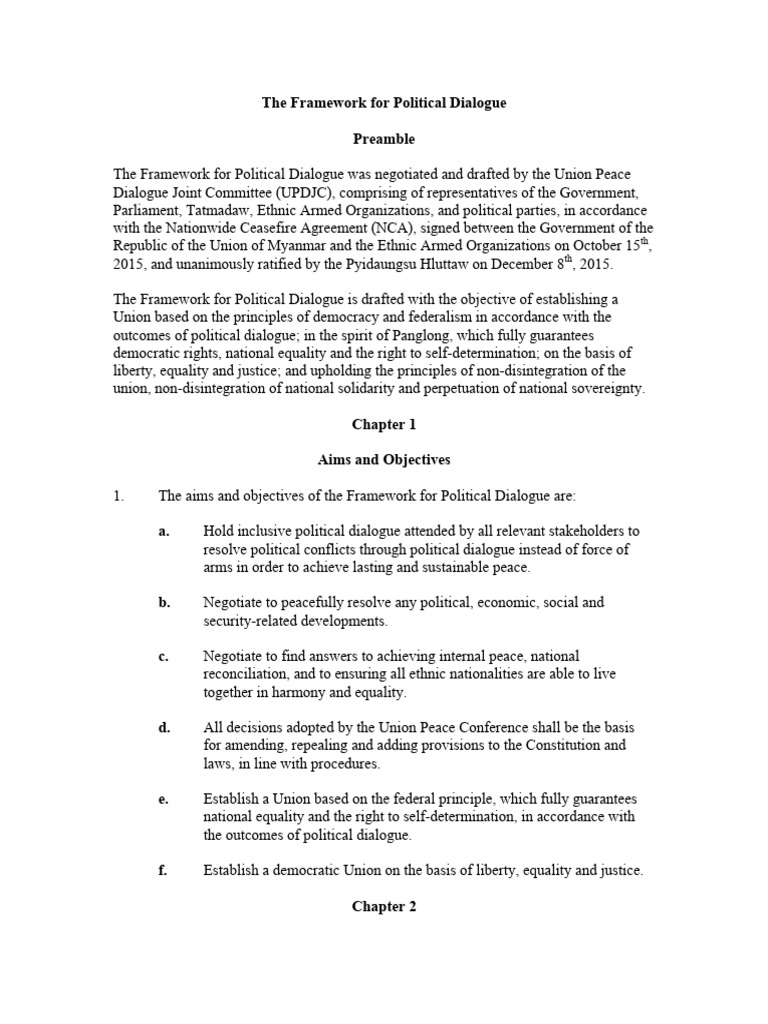 MM-151015 - The Framework For Political Dialogue - ENG (Draft) | PDF ...
