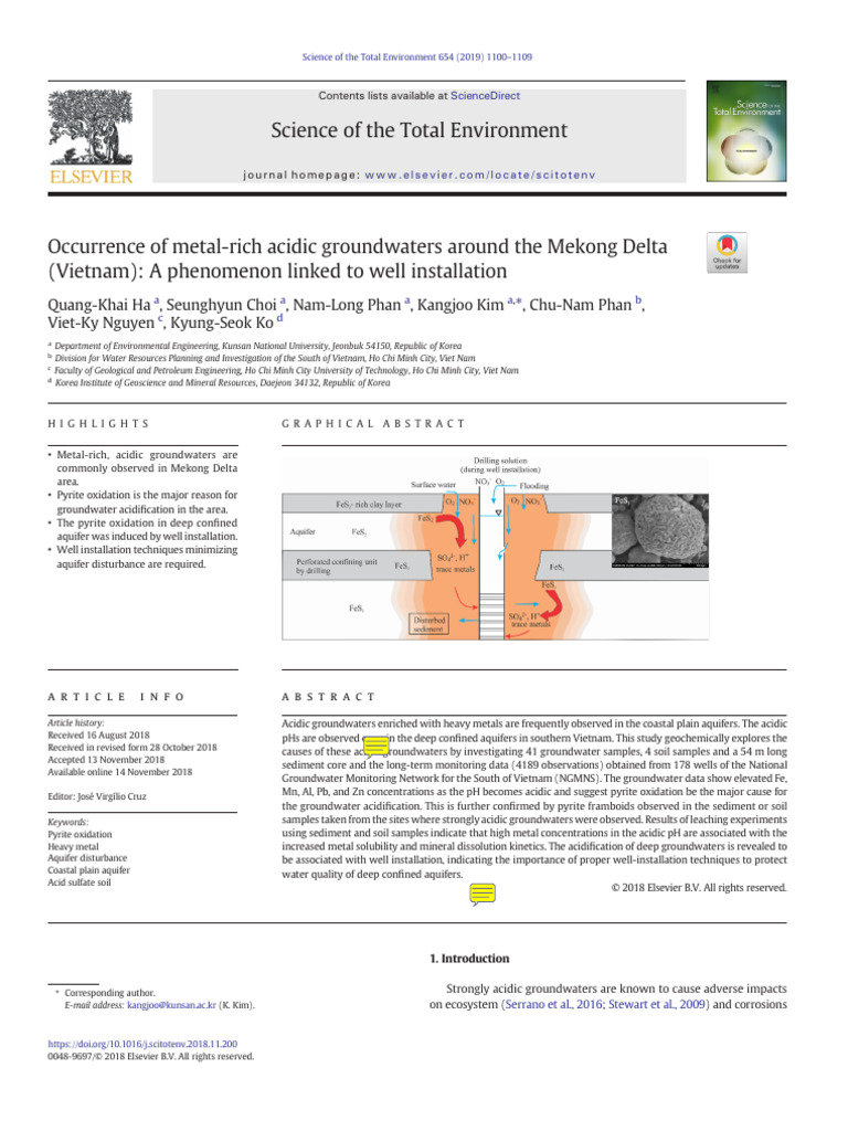 Ha Et Al. 2018 - STOTEN - Acidic Groundwater | PDF | Groundwater | Ph