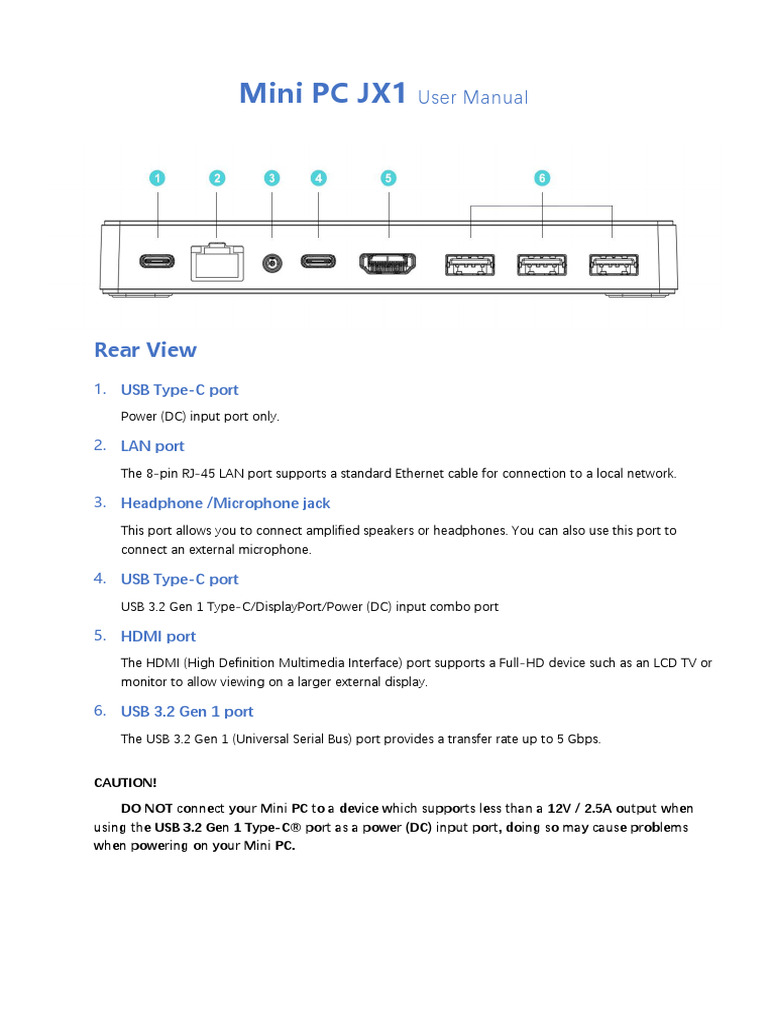 Mini PC JX1 User Manual Overview | PDF