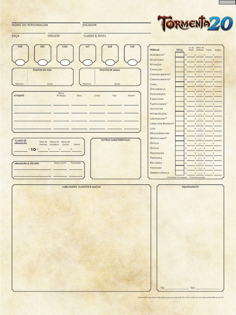 Tormenta 20 - Ficha Automatica Colorida | PDF