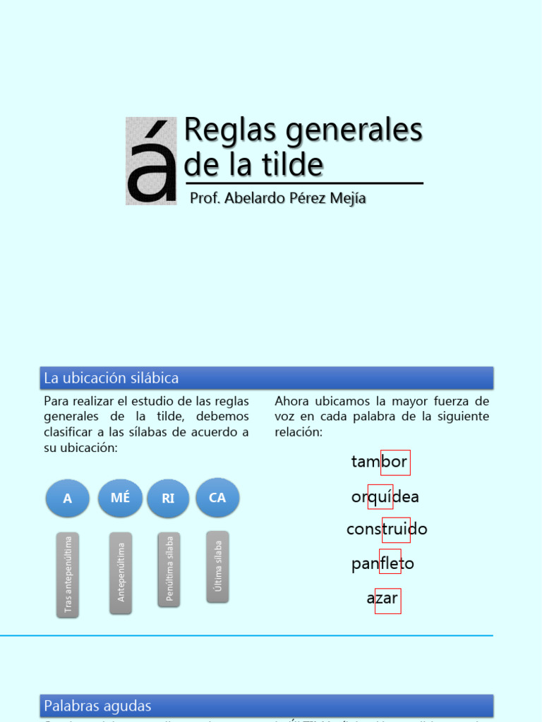 Reglas de Tilde: Agudas, Llanas y Esdrújulas | PDF | Estrés ...