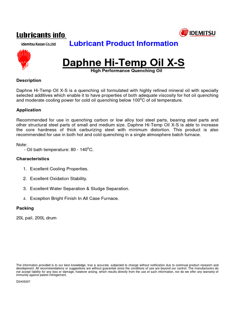 Daphne Hi Temp Oil X - S | PDF