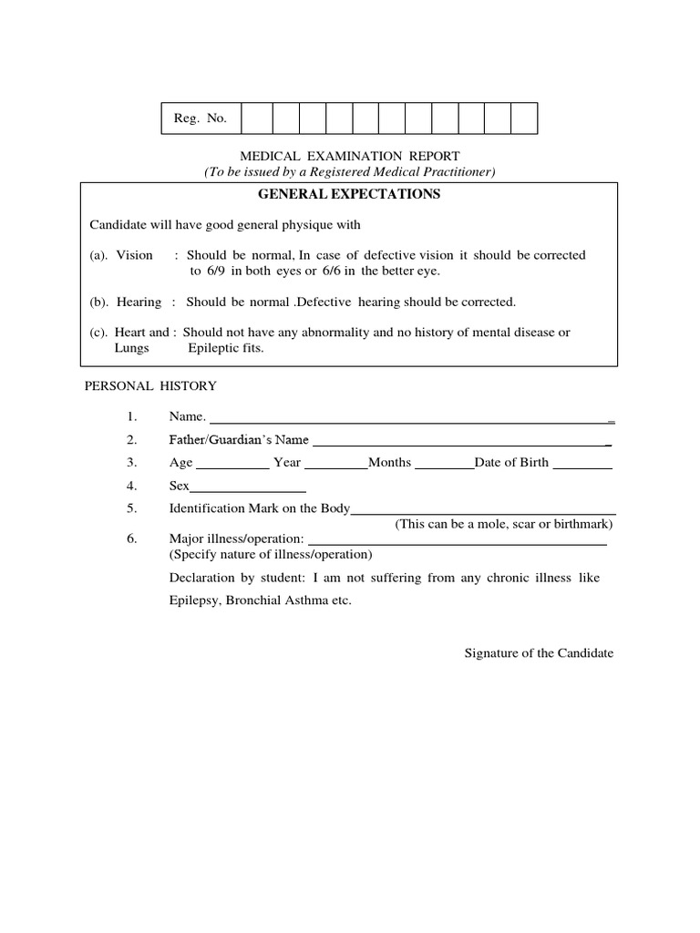 Medical Certiifcate Proforma | PDF