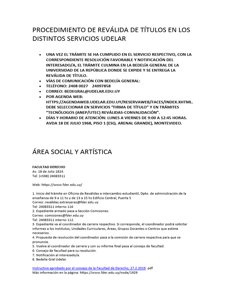 Procedimiento de Reválida de Títulos UDELAR | PDF | Tecnología