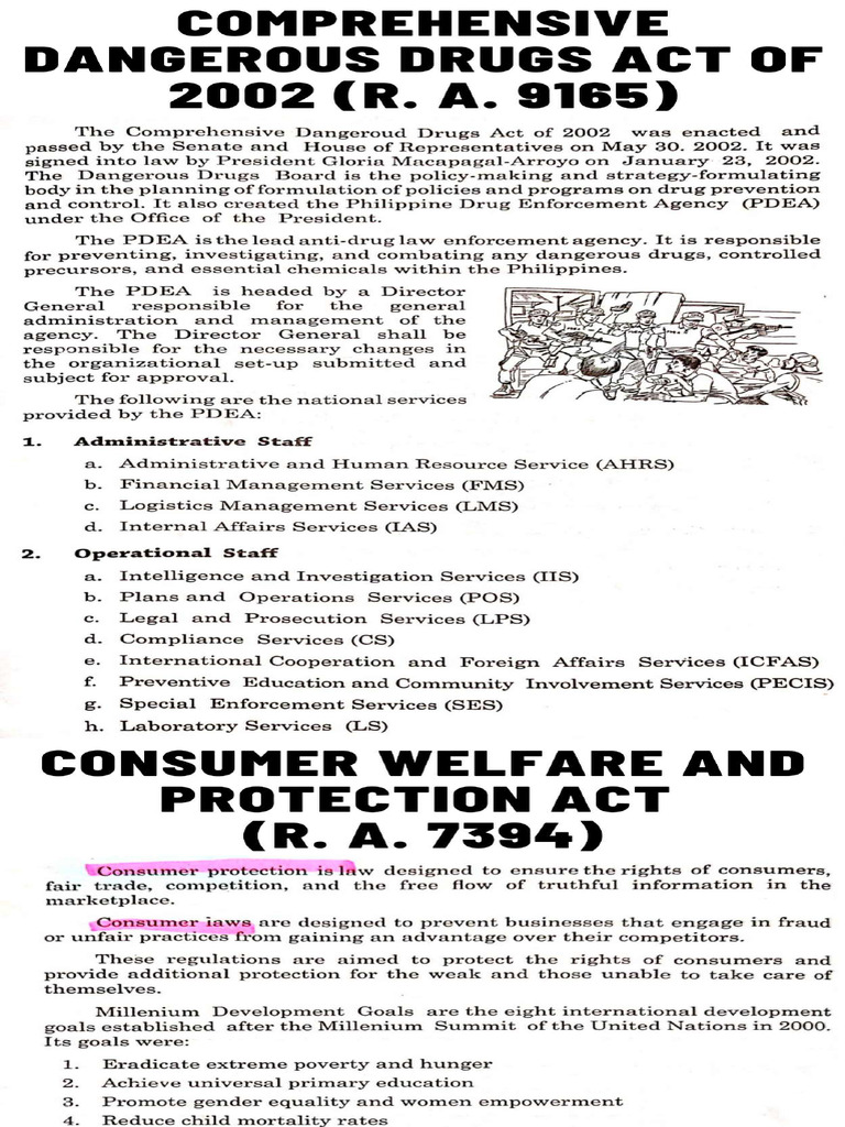 Lesson 3 & 4 RA 9165 RA 7394 | PDF
