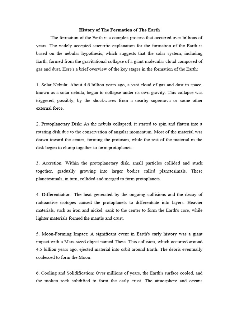 Formation of Earth: Key Stages Explained | PDF | Formation And ...