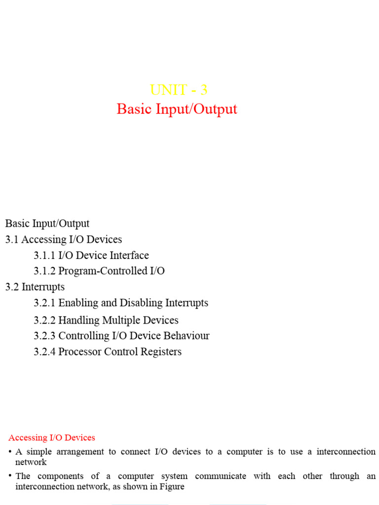 Unit Iii - I | PDF | Input/Output | Central Processing Unit