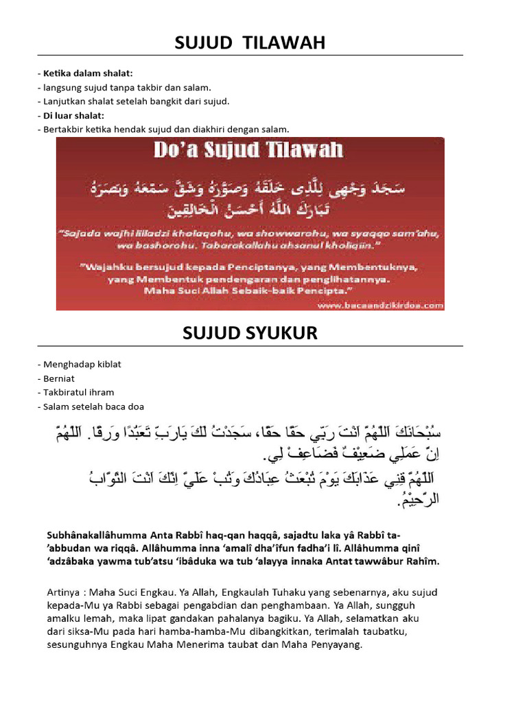 Panduan Sujud Tilawah dan Sujud Syukur | PDF