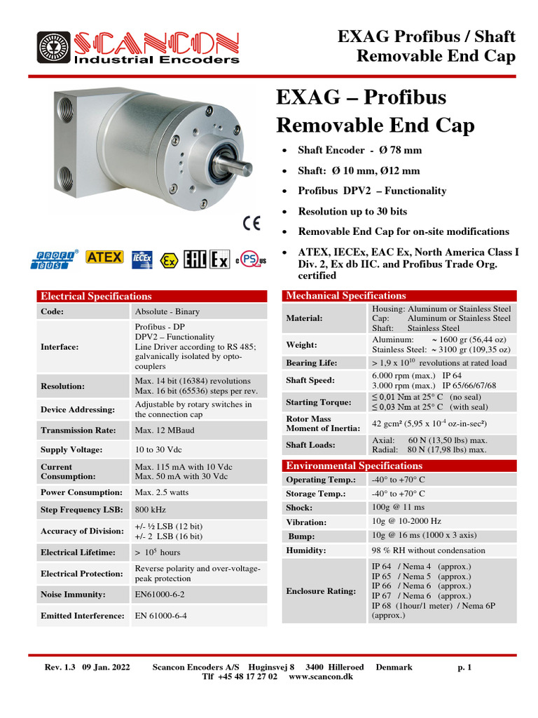 Exag A Profibus Shaft Removable End Cap Specifications 13 | PDF ...