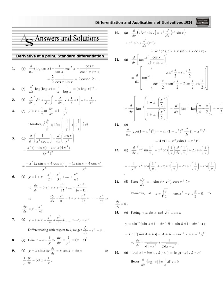 Sol. Chp. 22 - (Part 1) | PDF | Derivative | Function (Mathematics)