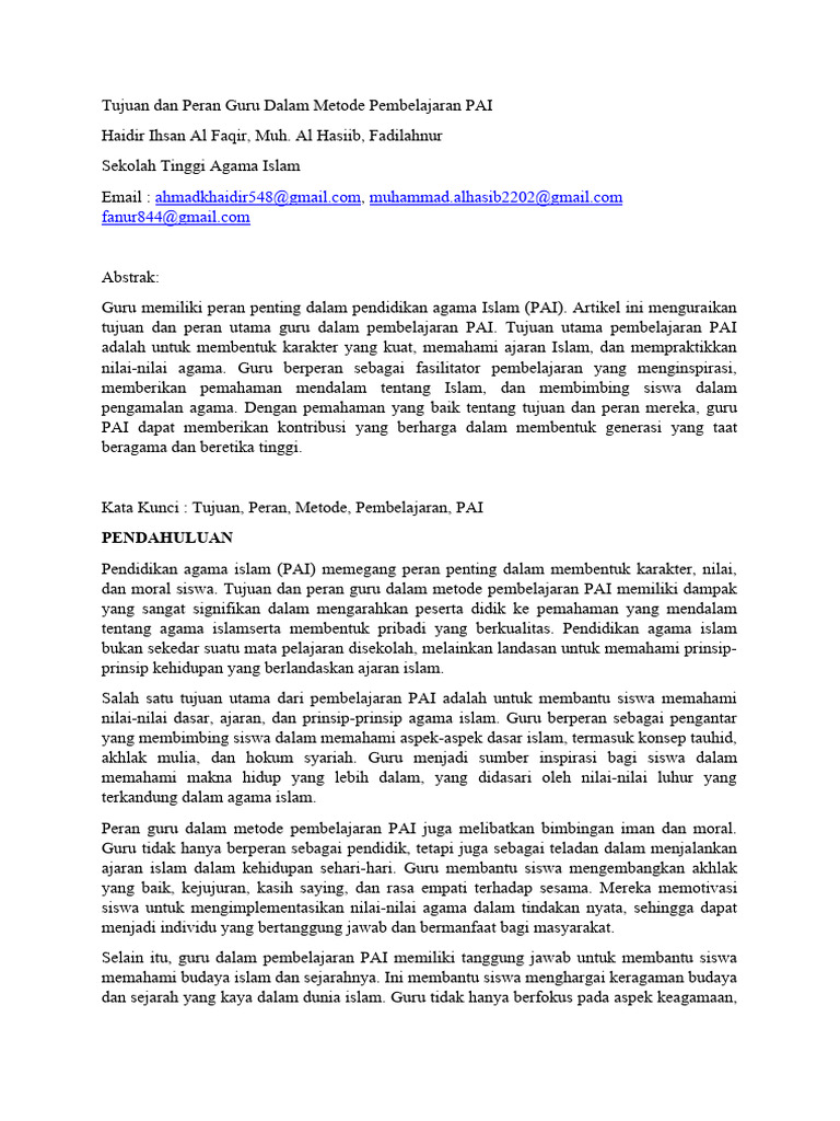 Metode Pengajaran PAI | PDF | Sains & Matematika