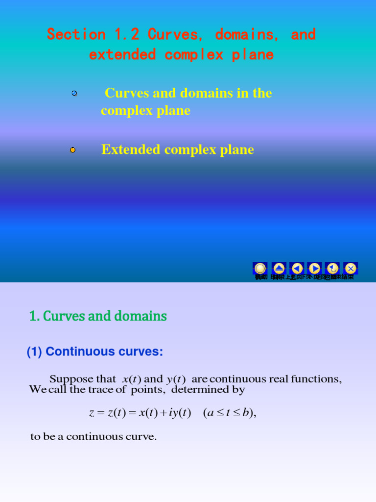 1.2 Curves, Domains, and Extended Complex Plane | PDF | Curve | Mathematical Analysis