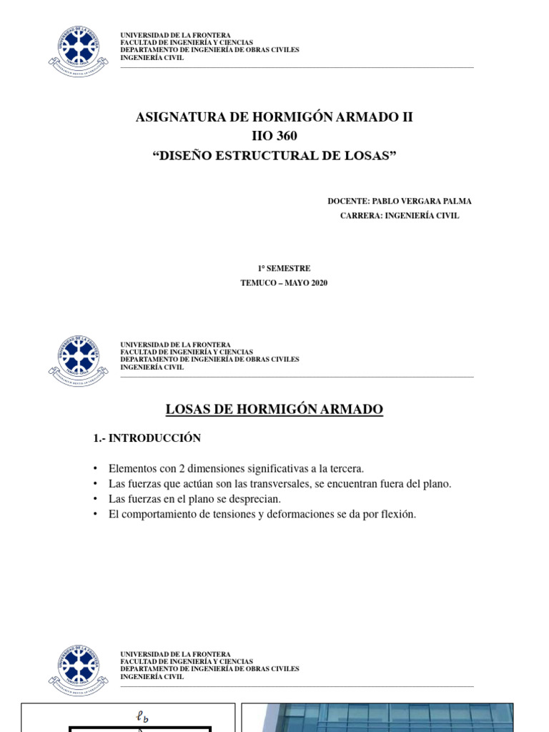 Clase 2 Hormigon Armado Ii Losas | PDF | Viga (Estructura) | Concreto reforzado