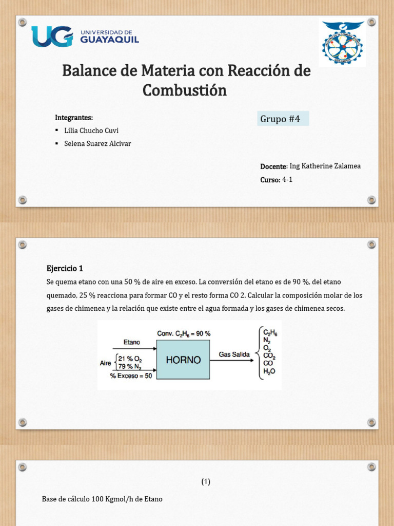 Balance de Materia Con Reacción de Combustión | PDF | Combustión | Oxígeno