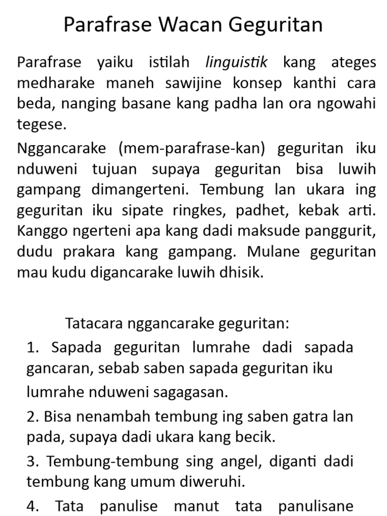 Parafrase Wacan Geguritan | PDF