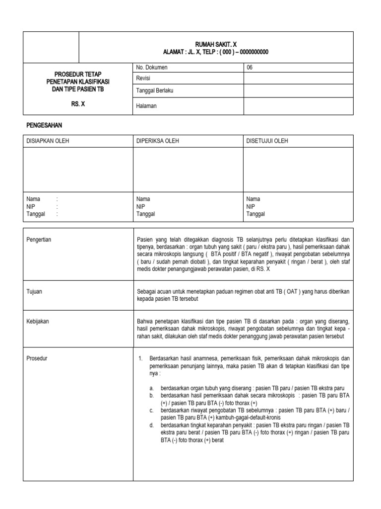 Sop-Adm-03-Penetapan Klasifikasi Dan Tipe Pasien | PDF