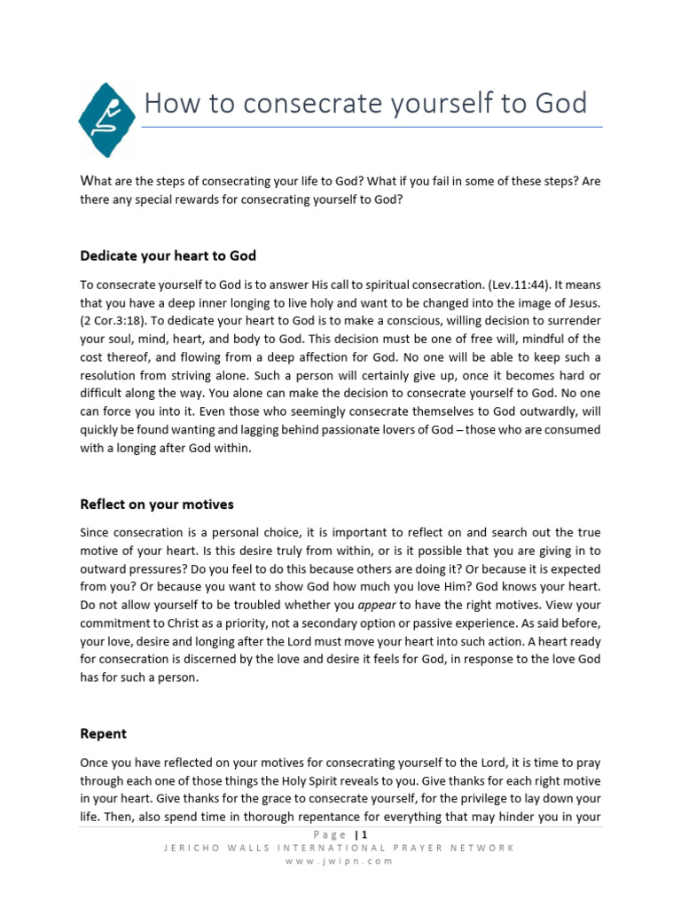 How To Consecrate Yourself To God | PDF | Love | Prayer