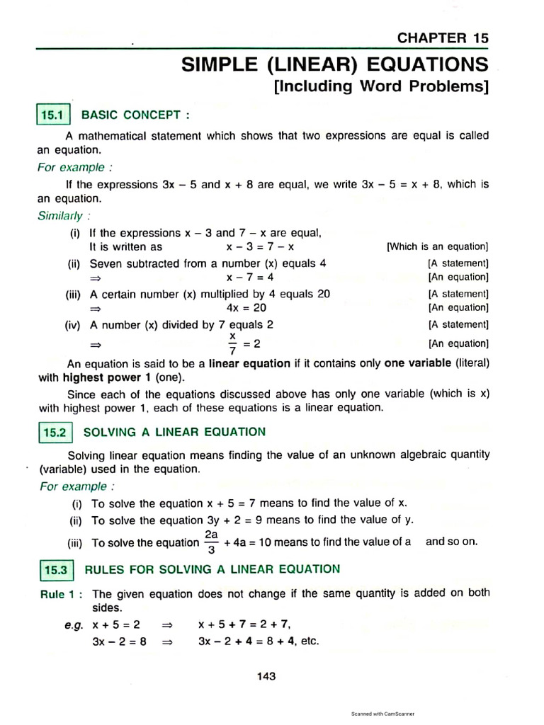 Simple Equations | PDF