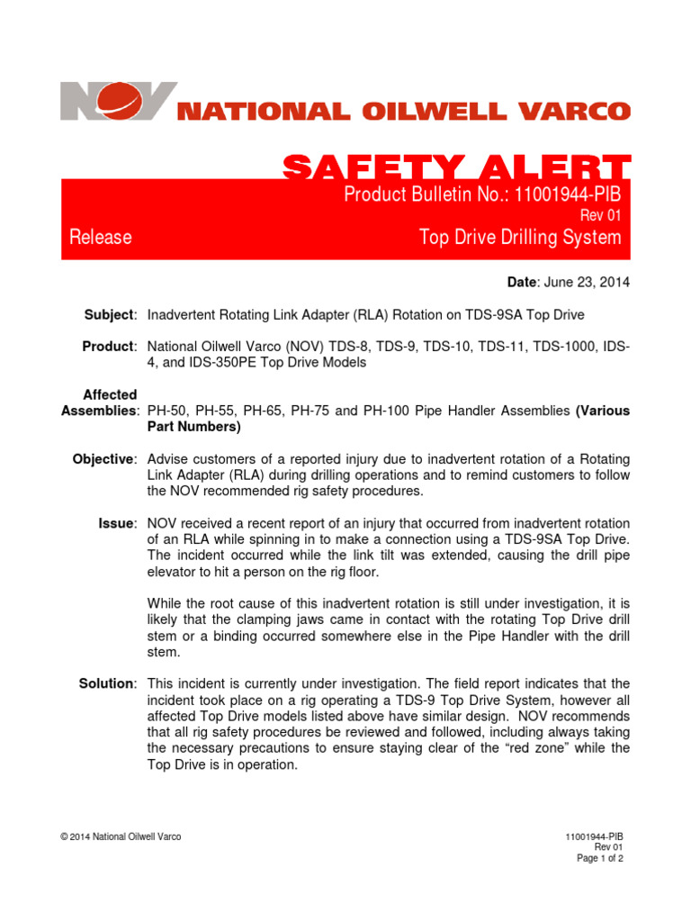 Top Drive Safety Alert | PDF