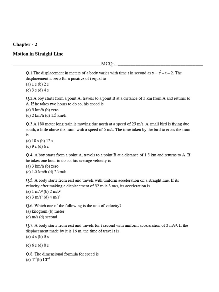 Motion in Straight Line | PDF | Velocity | Acceleration