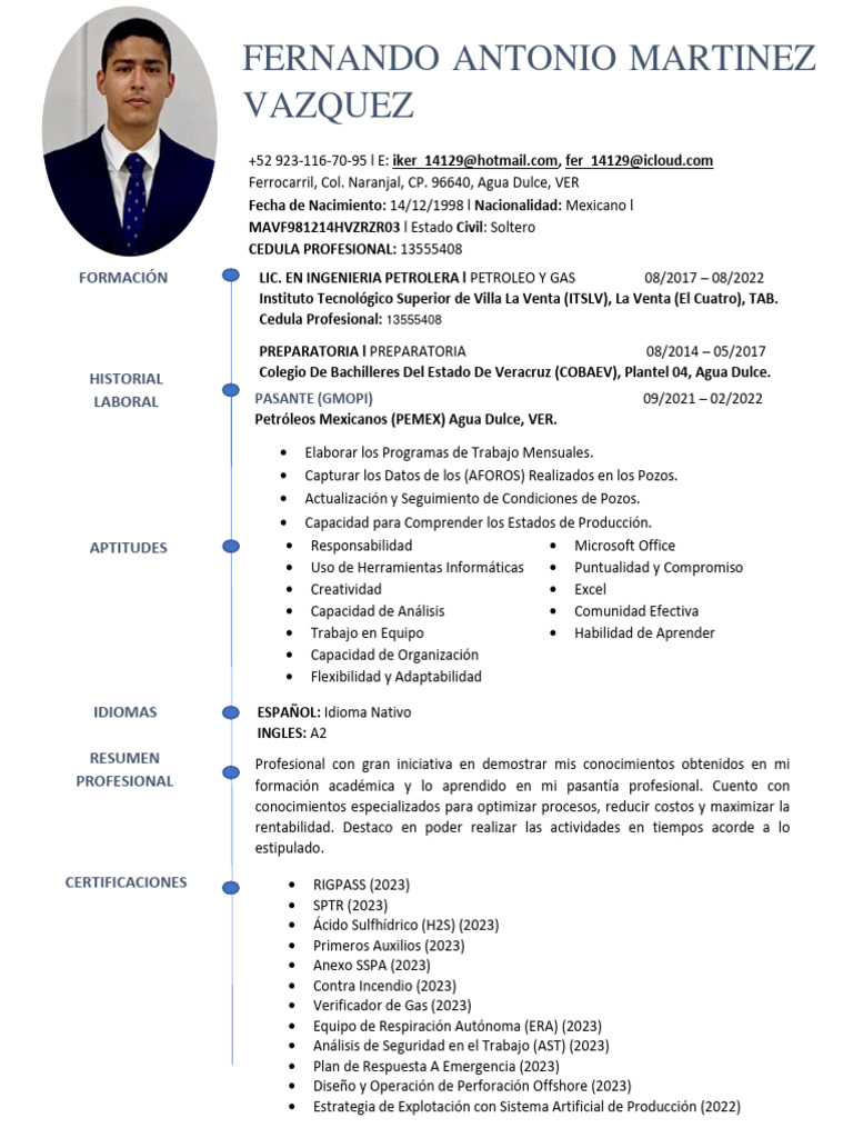 CV Fernando Antonio Martinez Vazquez 2 | PDF