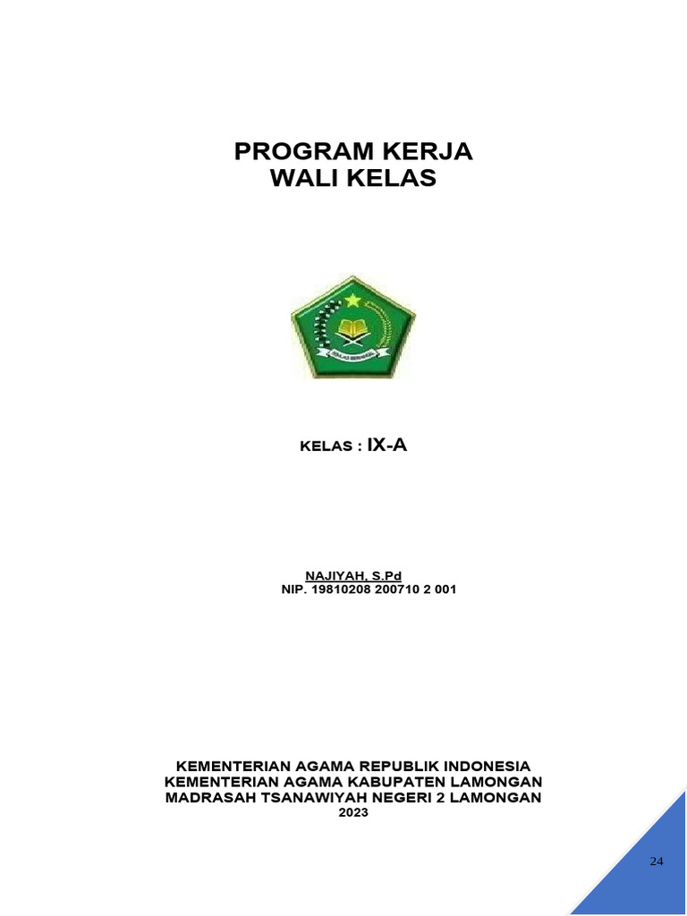 Contoh Program Kerja Wali Kelas - WWW - Kherysuryawan.id | PDF