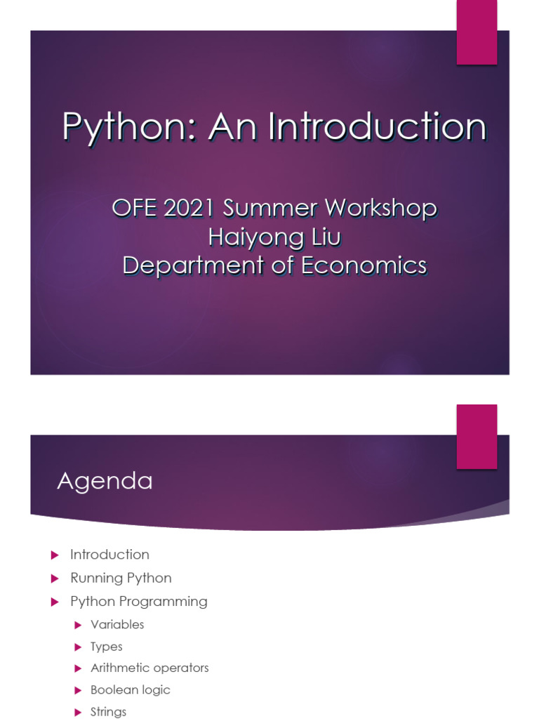 Python Intro 2021OFE | PDF | Python (Programming Language) | Control Flow Python Intro 2021OFE | PDF | Python (Programming Language) | Control Flow
