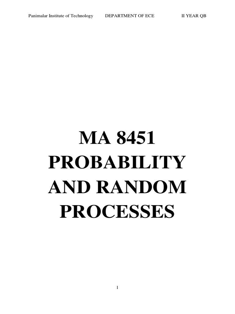 MA8451 Probability and Random Processes | PDF | Probability ...