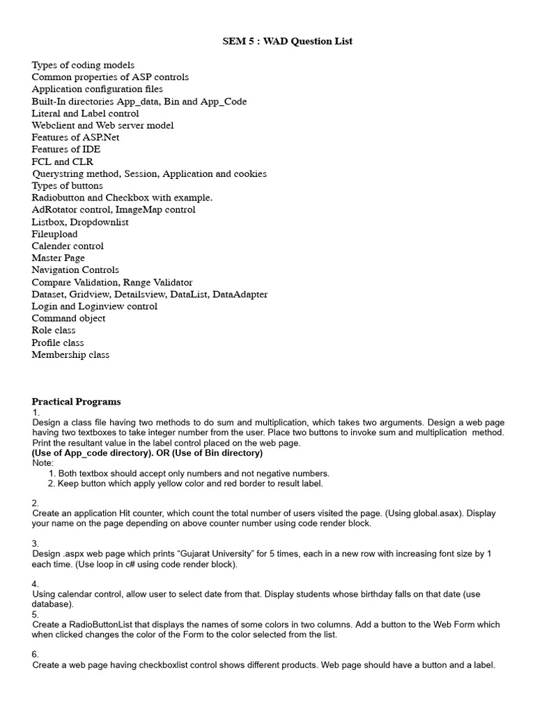 Wad Questions | PDF | User (Computing) | World Wide Web