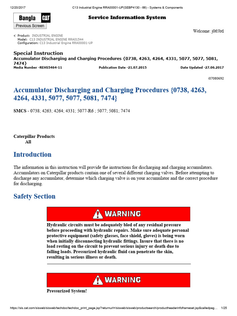 Accumulator Discharging and Charging Procedures | PDF | Leak | Valve