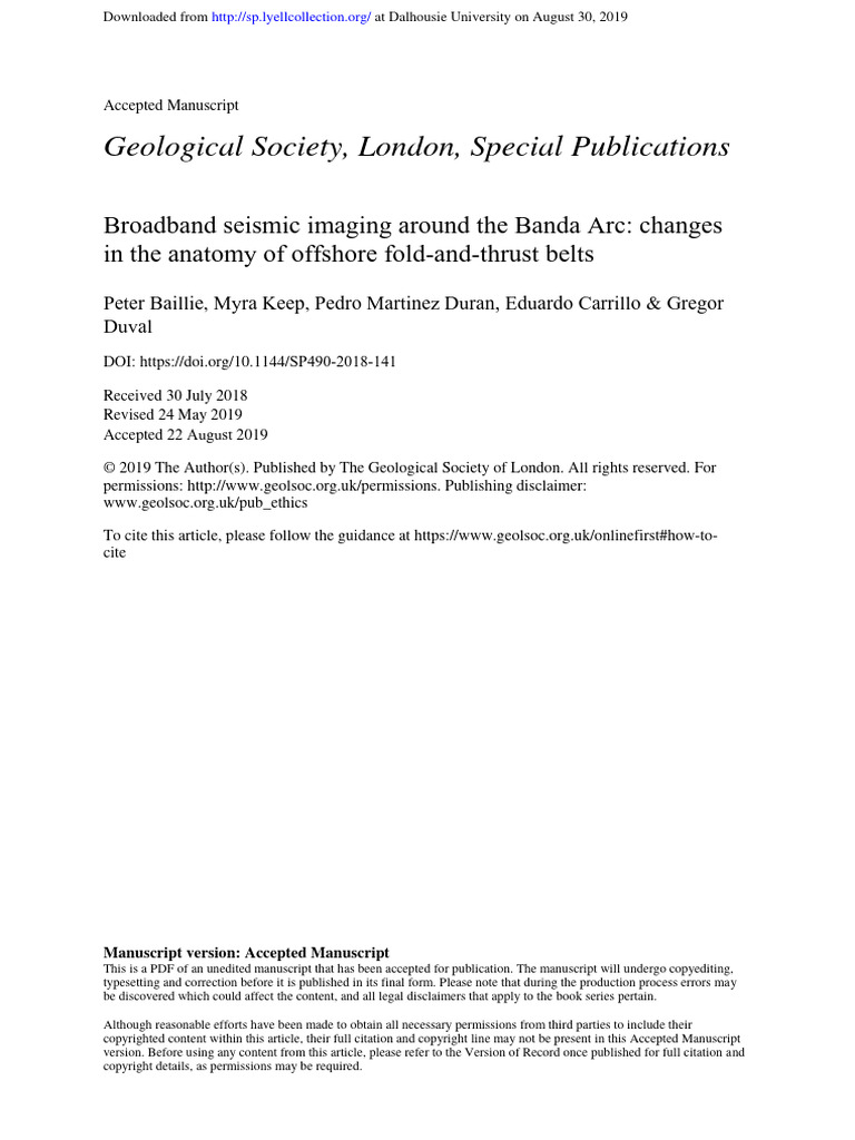 Broadband Seismic Imaging Around The Banda Arc | PDF | Fault (Geology ...
