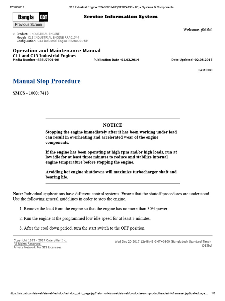 Manual Stop Procedure | PDF