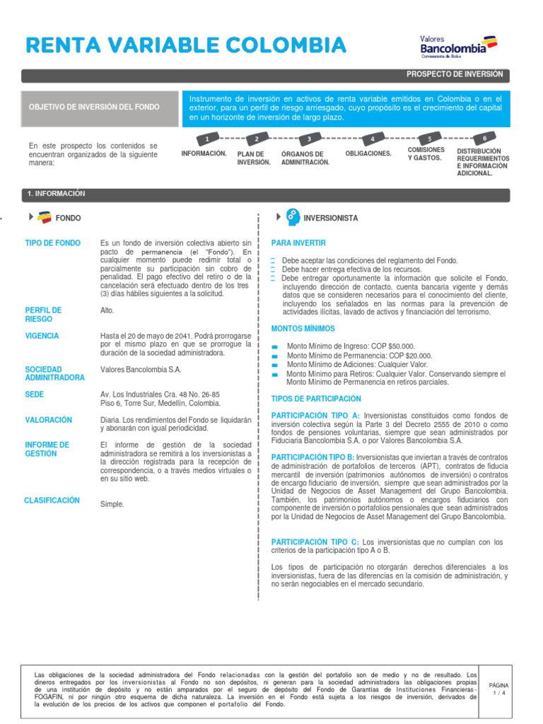 Prospecto+Renta+Variable+Colombia+ (Modificacion+10 22) | PDF ...