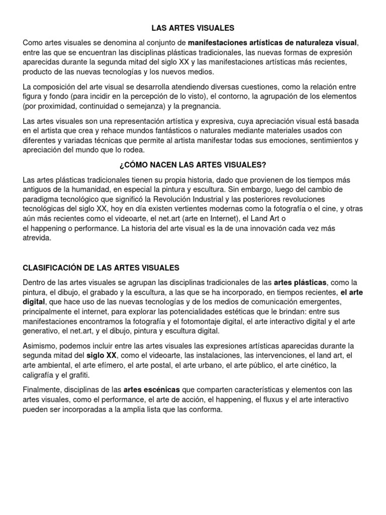 Clasificación y Elementos del Arte Visual | PDF | Arte