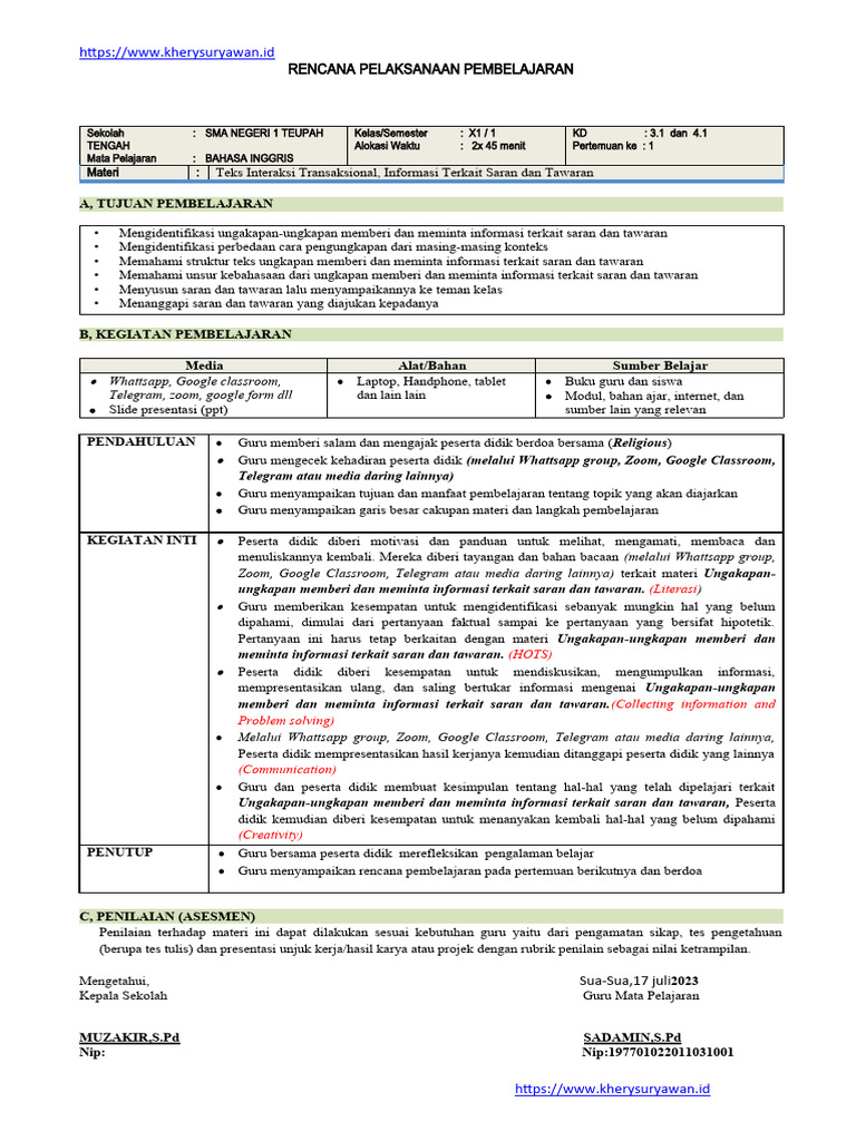 RPP BING XI DARING - (WWW - Kherysuryawan.id) | PDF