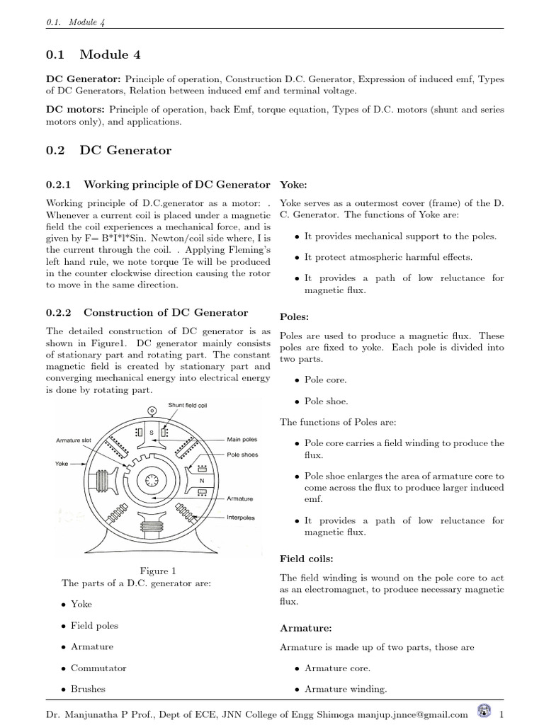 Module 4 DC Motor Generator | PDF | Electric Motor | Electric Generator