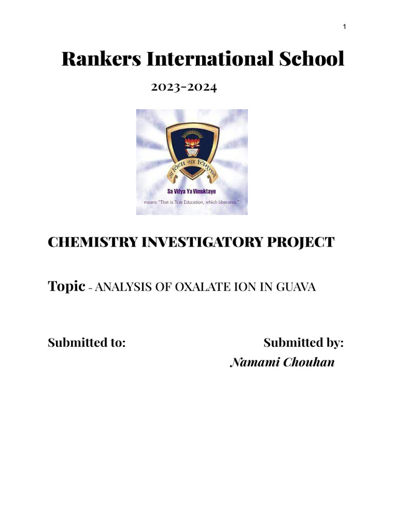 Chemistry Practical Project | PDF
