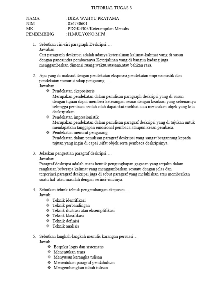 TUTORIAL TUGAS 3 Keterampilan Menulis | PDF | Filsafat | Sains & Matematika