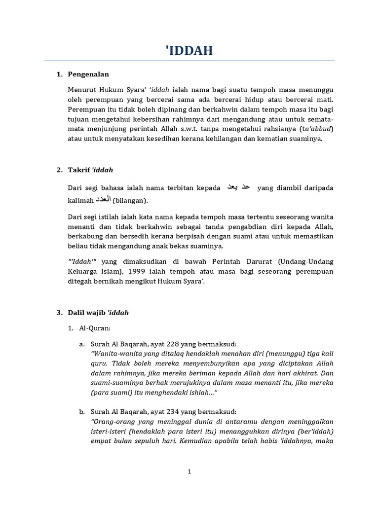 Hukum dan Hikmah Iddah dalam Islam | PDF