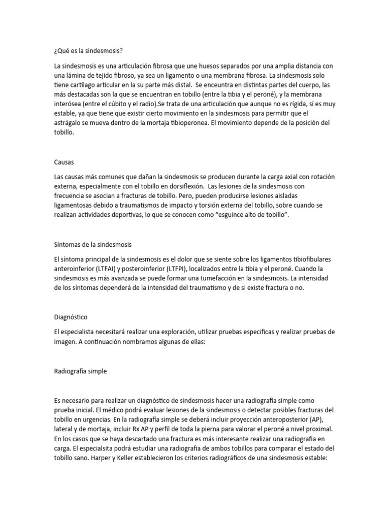 Qué Es La Sindesmosis | PDF
