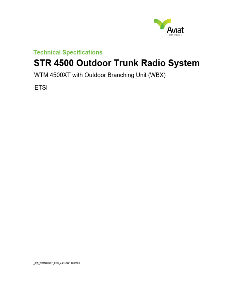 Aviat STR 4500 Technical Specs | PDF | Quality Of Service | Wi Fi
