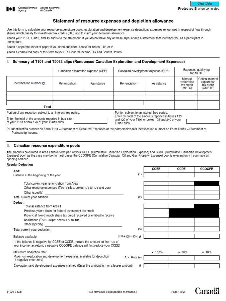 t1229 Fill 23e | Download Free PDF | Expense | Taxes