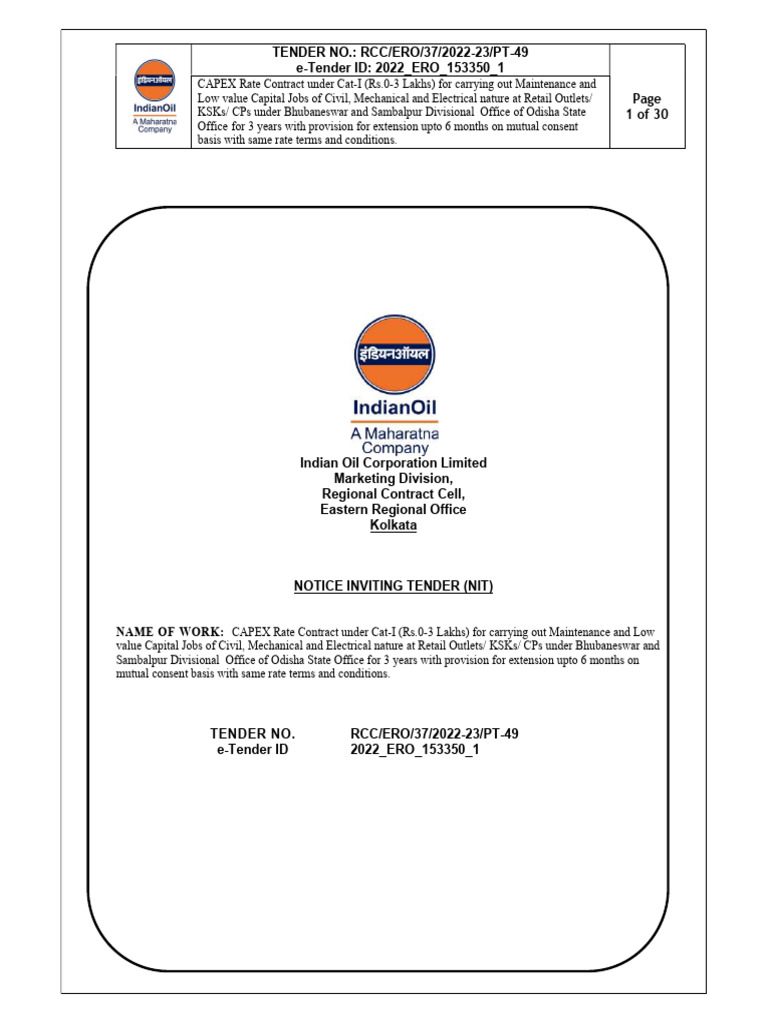 Odisha State Maintenance Tender | PDF | Revenue | Income Statement