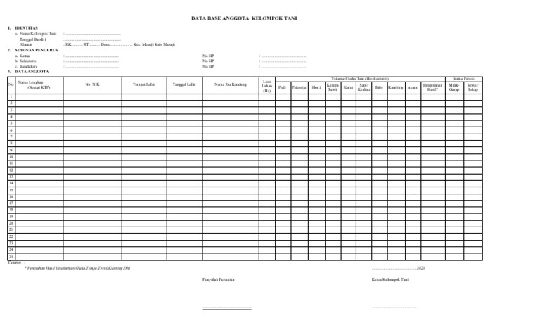 Blanko Data Base 2020 | PDF