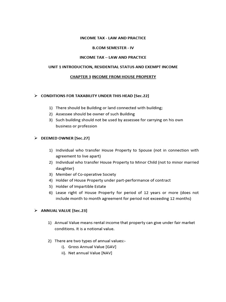 House Property Notes | PDF