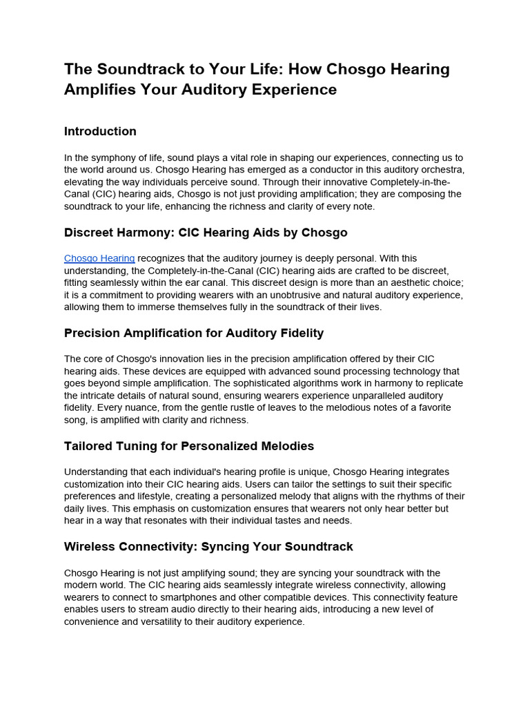 The Soundtrack To Your Life - How Chosgo Hearing Amplifies Your ...