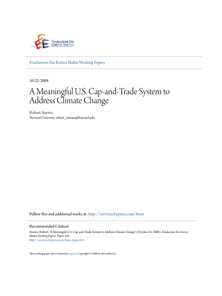 A Meaningful U.S. Cap-and-Trade System To Address Climate CH | PDF ...