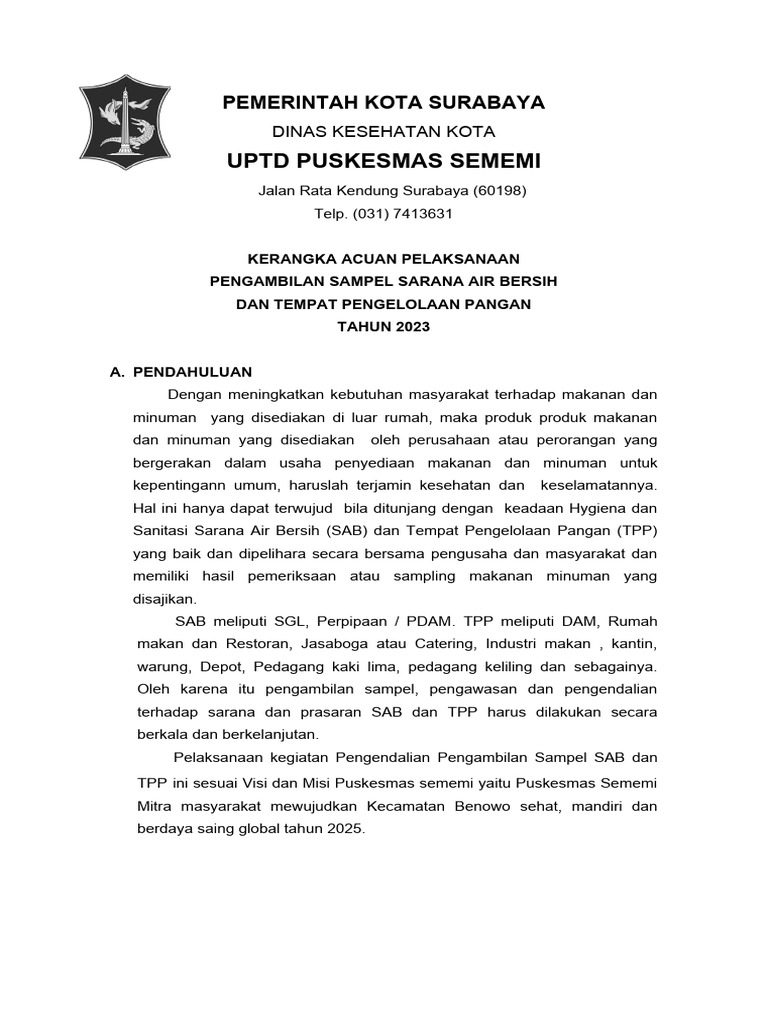 Edit Kak Pengambilan Sampel Sab, TPP 2023 | PDF