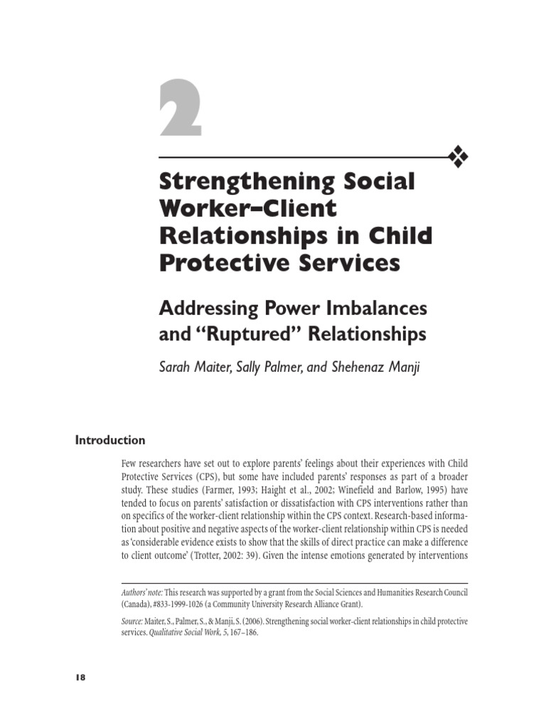 Strengthening Social Worker-Client Relationships in Child Protective ...