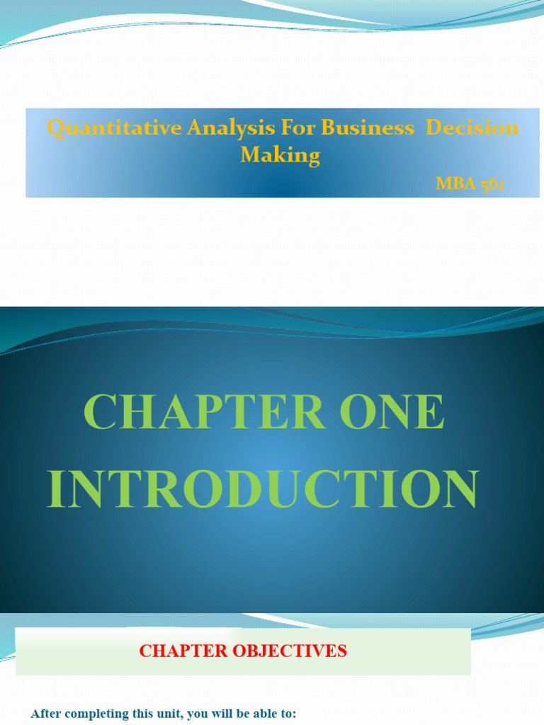 Chapter One, Introduction of Operations Research | PDF